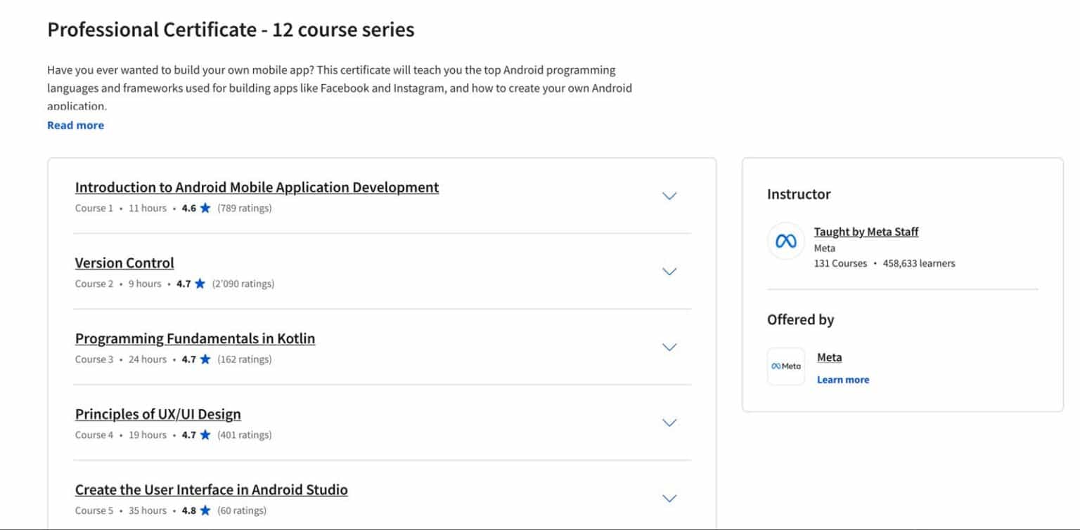 Review of Coursera’s Meta Android Developer Professional Certificate ...