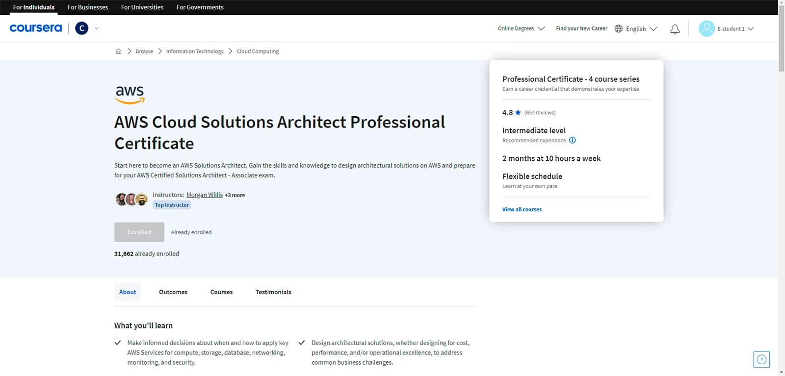Review of Coursera's AWS Cloud Solutions Architect Professional ...